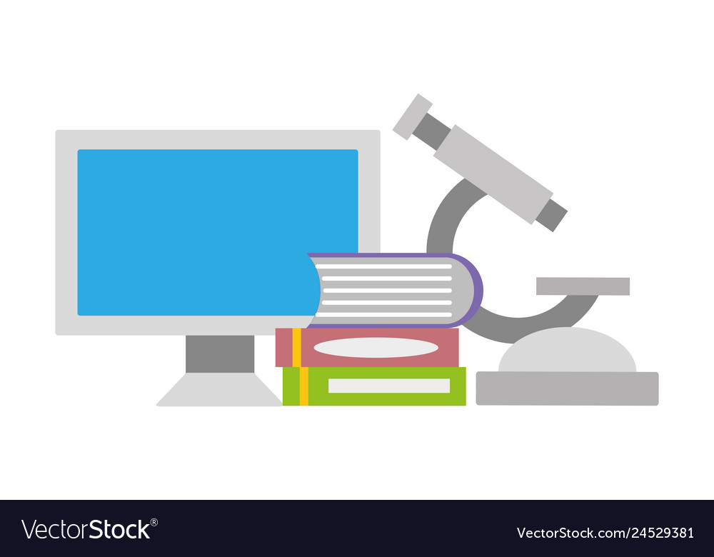Computer microscope laboratory science Royalty Free Vector