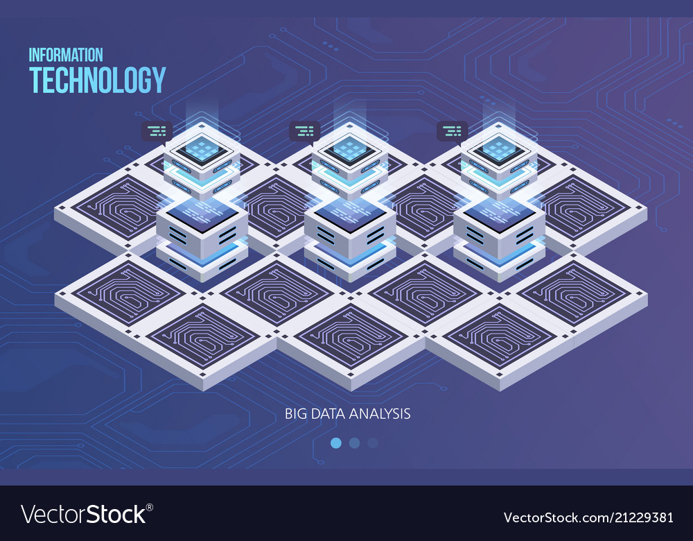 Concept of big data processing isometric data Vector Image