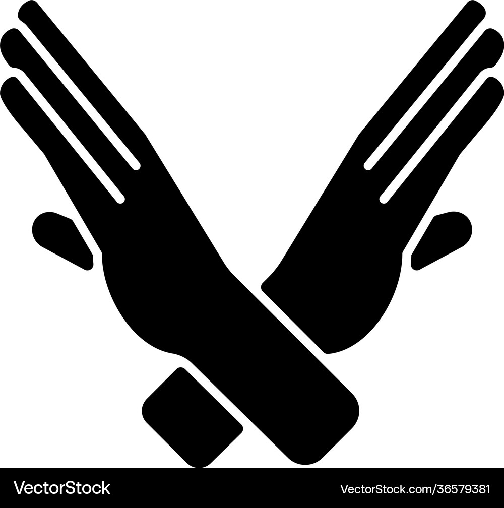 Crossed arms stop gesture black glyph icon Vector Image