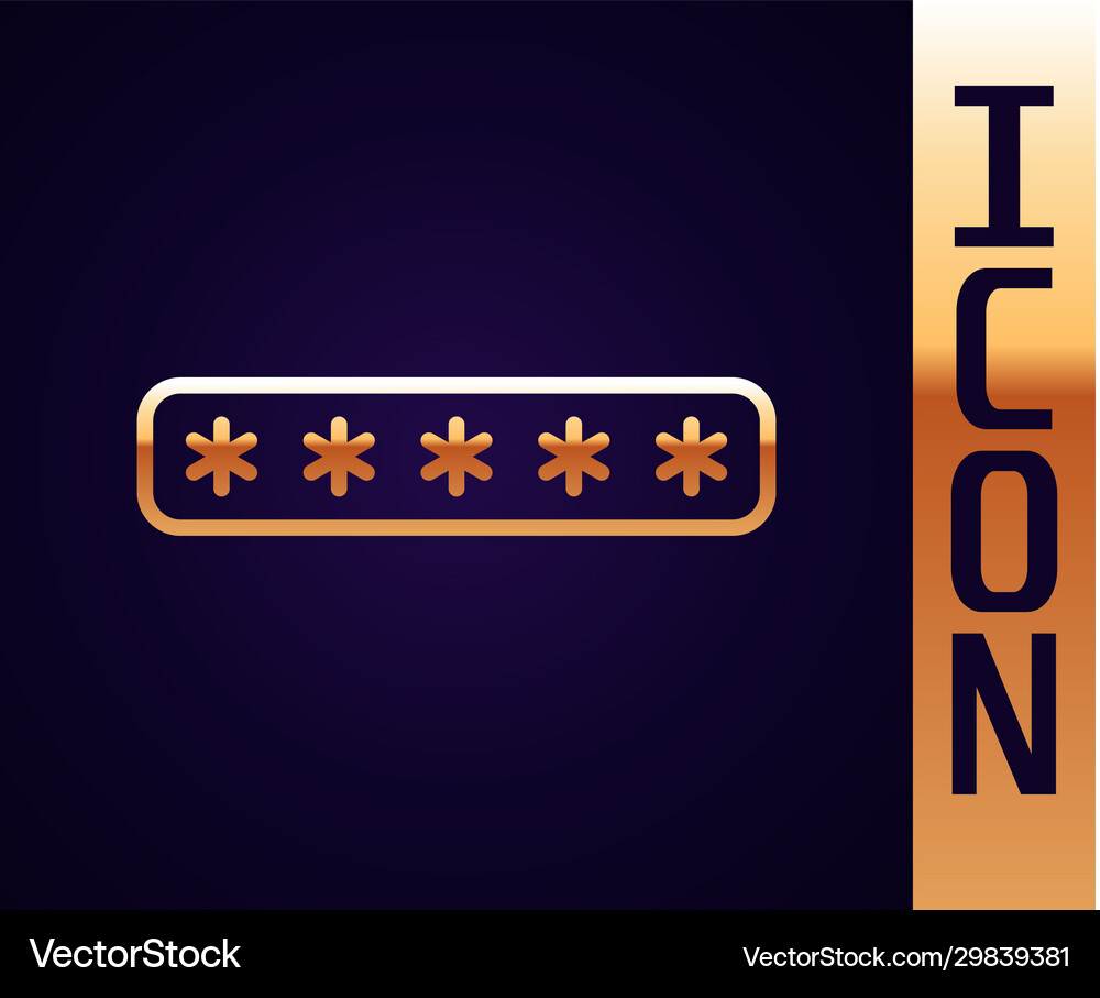Gold line password protection and safety access Vector Image