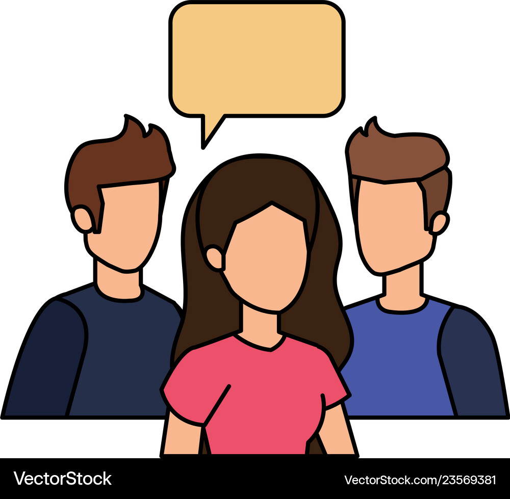 Group of people with speech bubble characters Vector Image