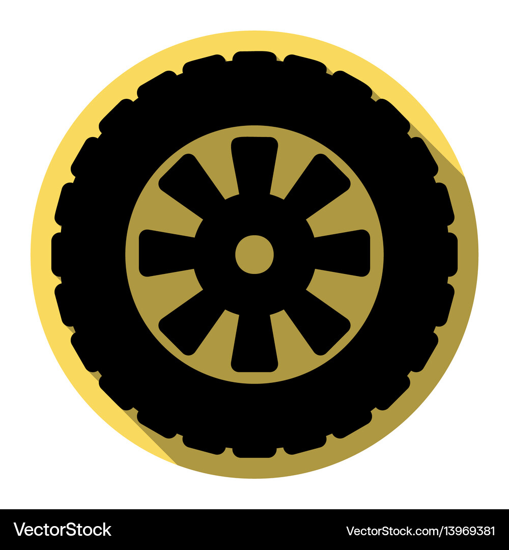 Road tire sign flat black icon Royalty Free Vector Image