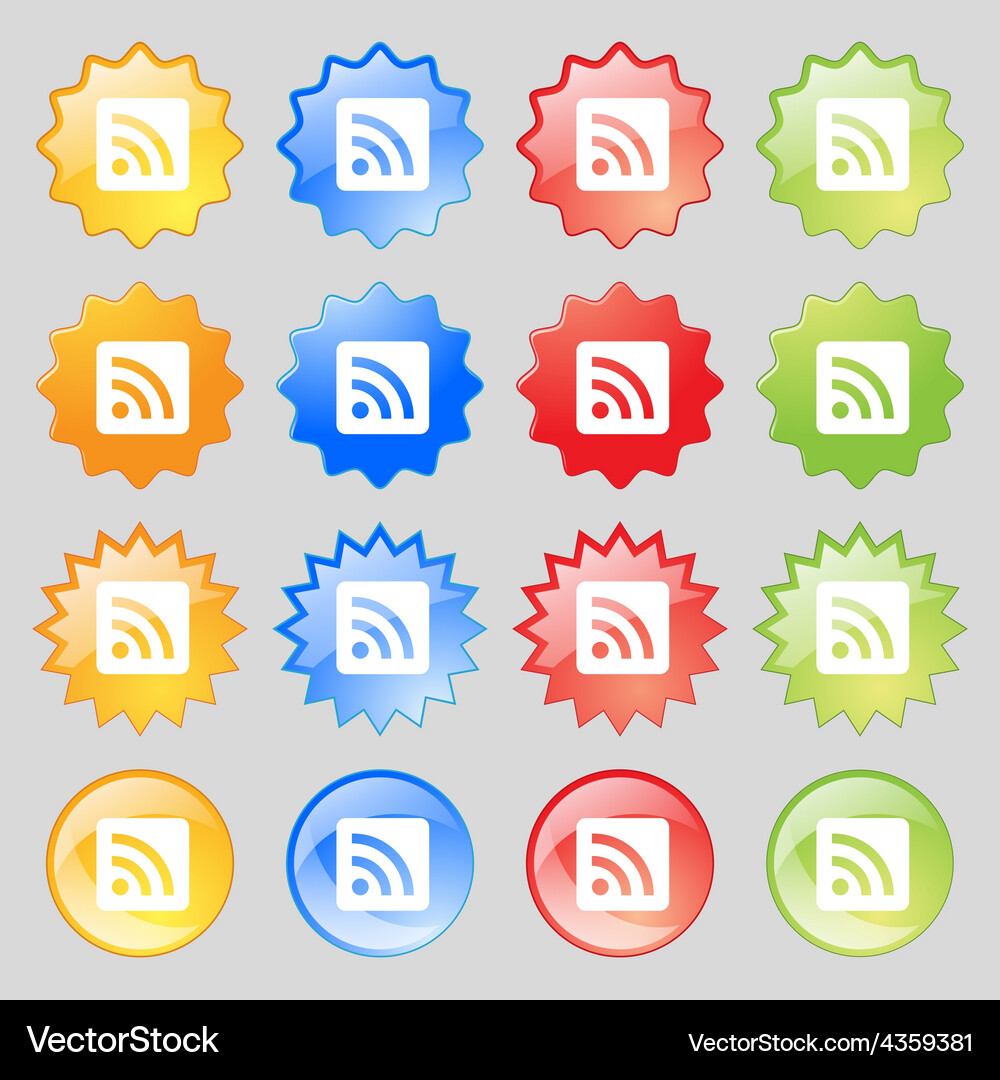 Rss feed icon sign big set 16 colorful modern Vector Image