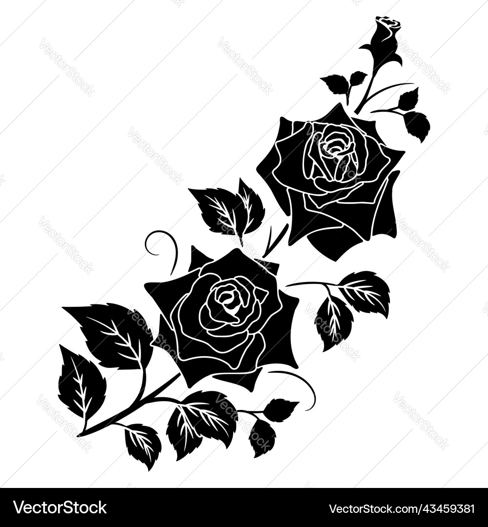 Silhouette black motif rose Royalty Free Vector Image