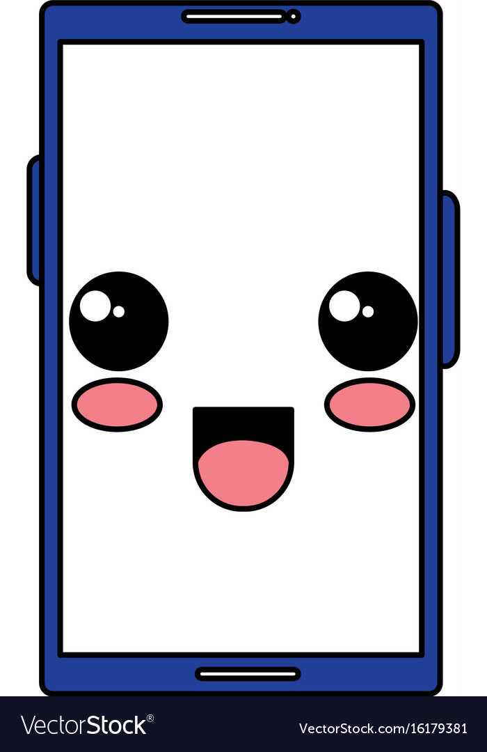 Smartphone device kawaii character Royalty Free Vector Image