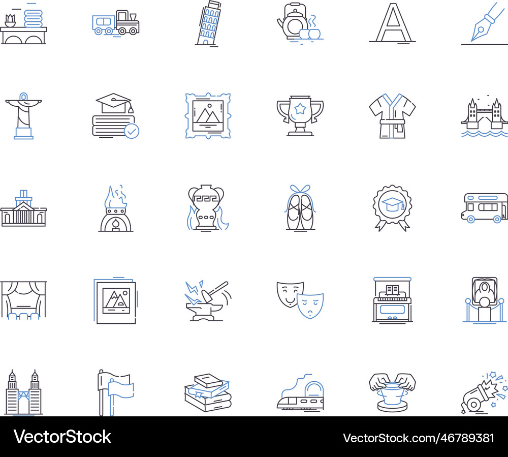 Tradition line icons collection heritage custom Vector Image