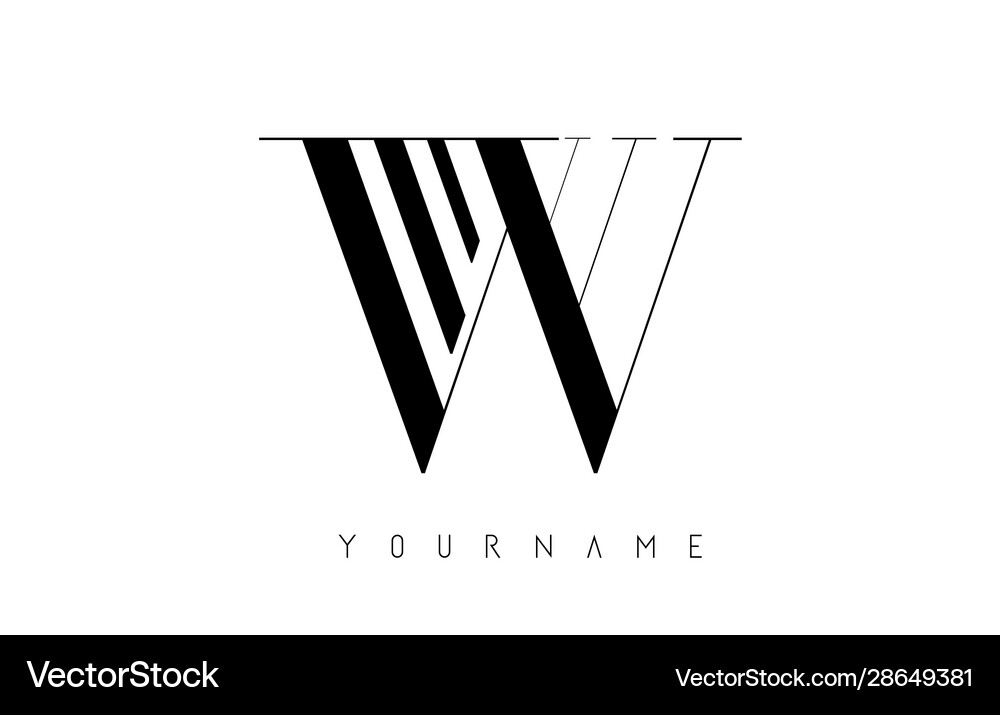 W letter logo with graphic elegant black lines Vector Image