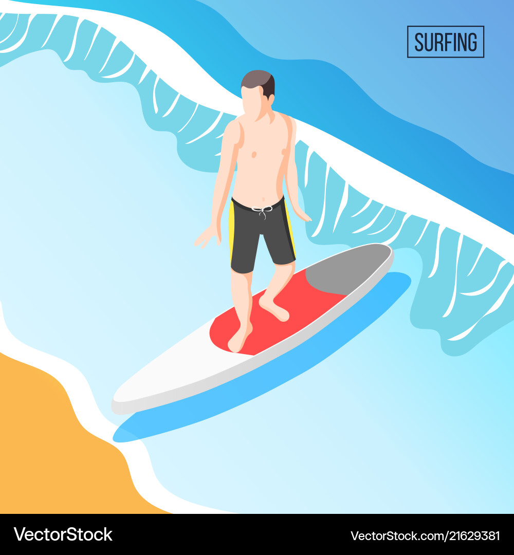 Water sports isometric background Royalty Free Vector Image
