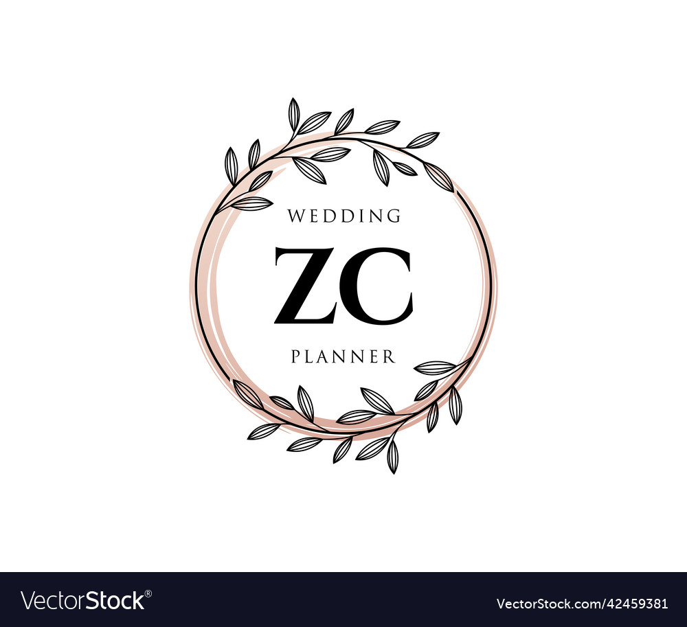 Zc initials letter wedding monogram logos Vector Image