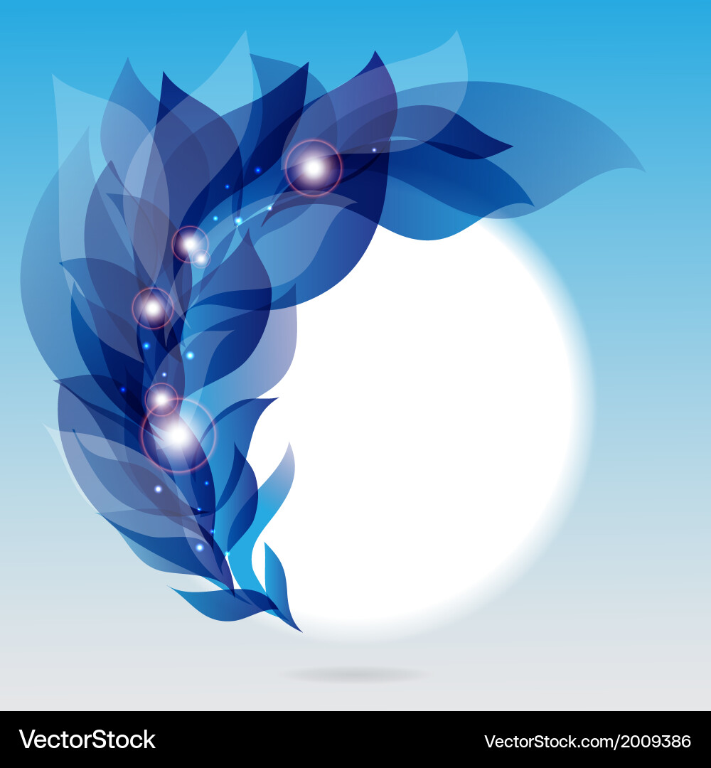 Abstract frame with branch of blue leaves Vector Image