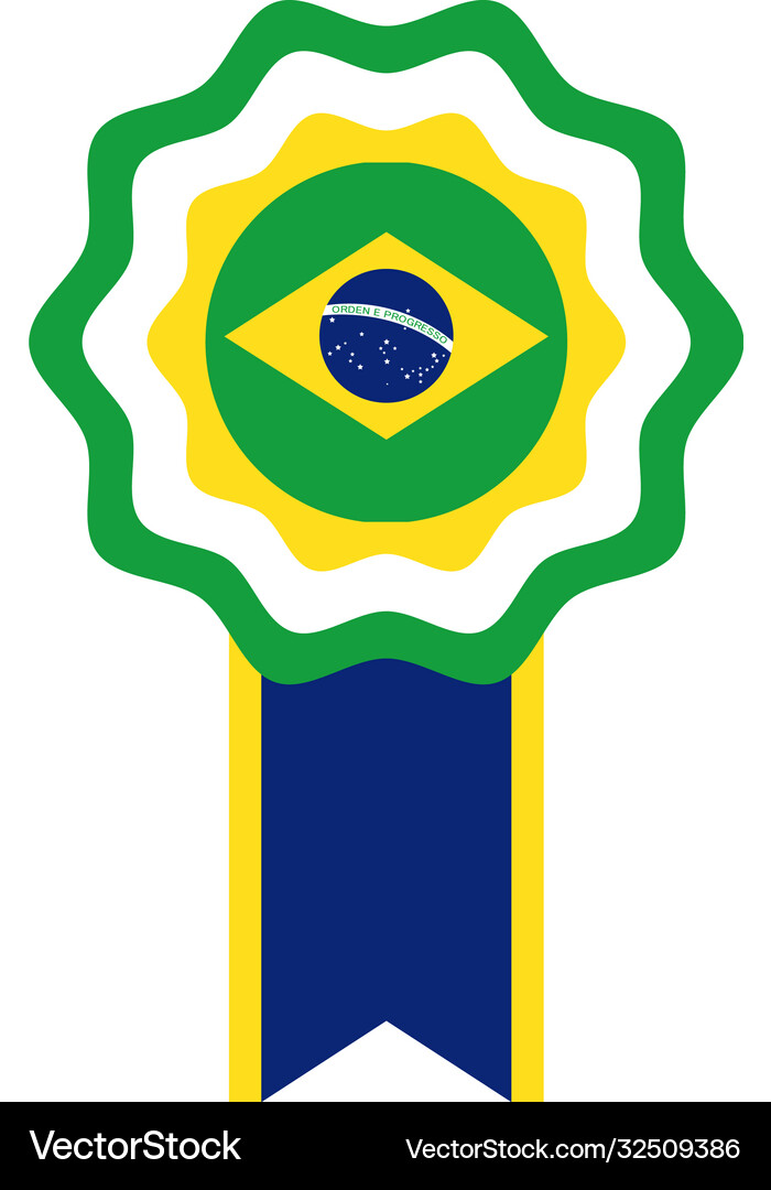 Brazil flag seal stamp flat style icon Royalty Free Vector