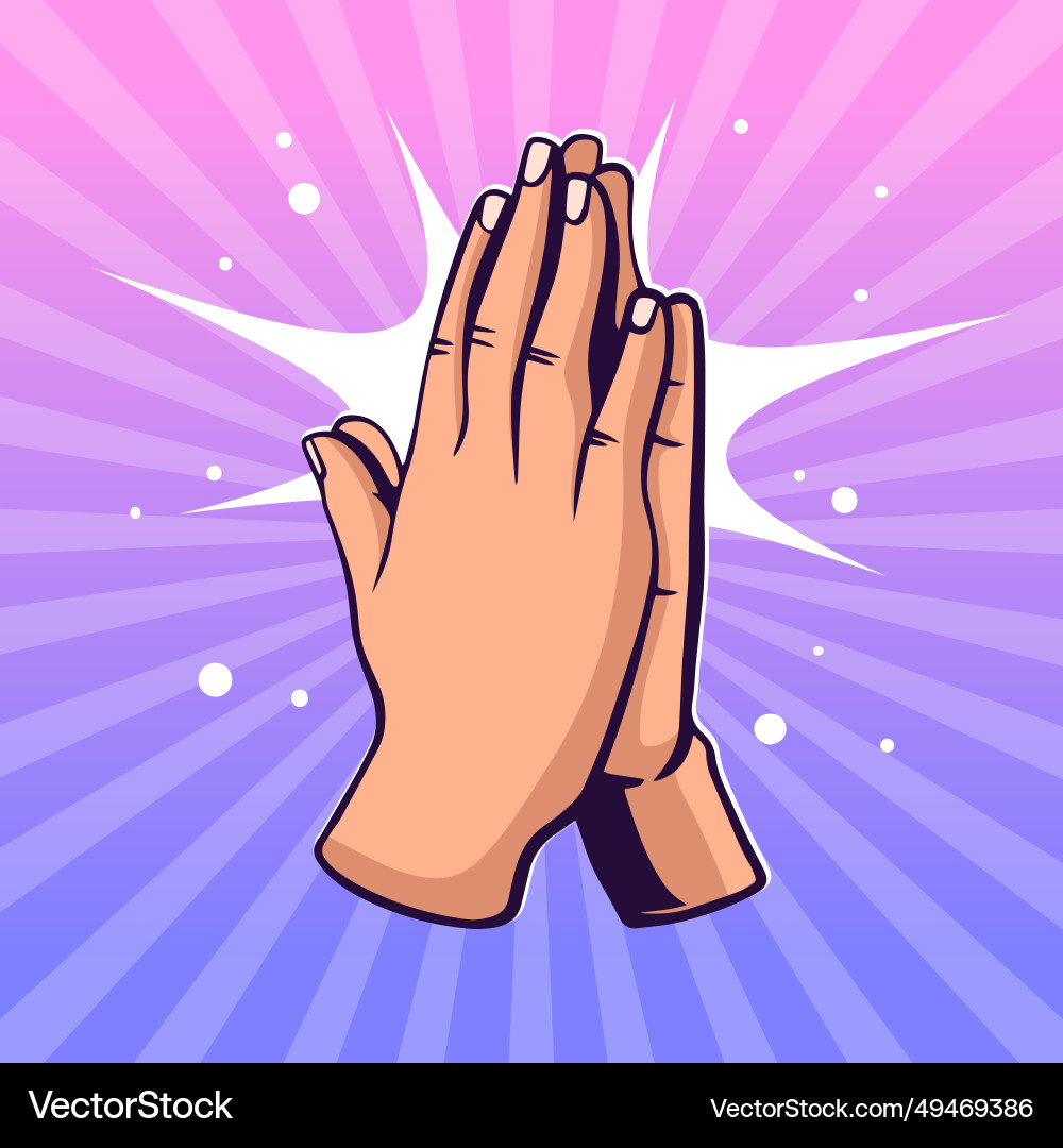 Design praying hands cartoon isolated on white Vector Image