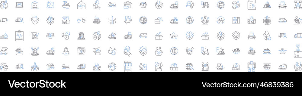 Freight delivery line icons collection logistics Vector Image