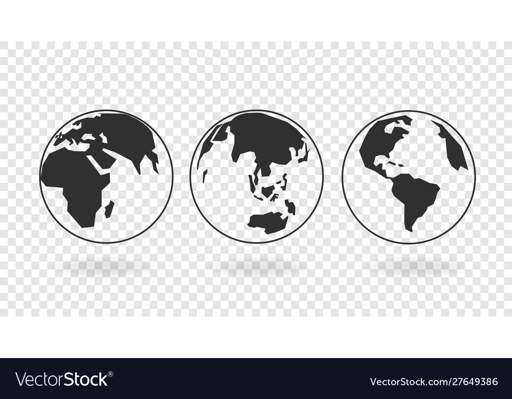 Globes earth linear icons collection isolated Vector Image