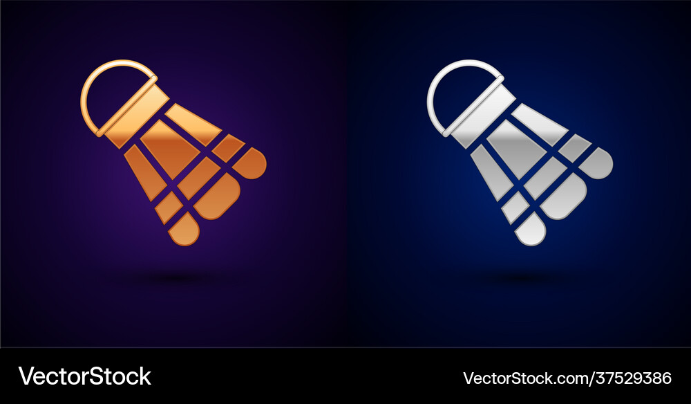 Gold and silver badminton shuttlecock icon Vector Image