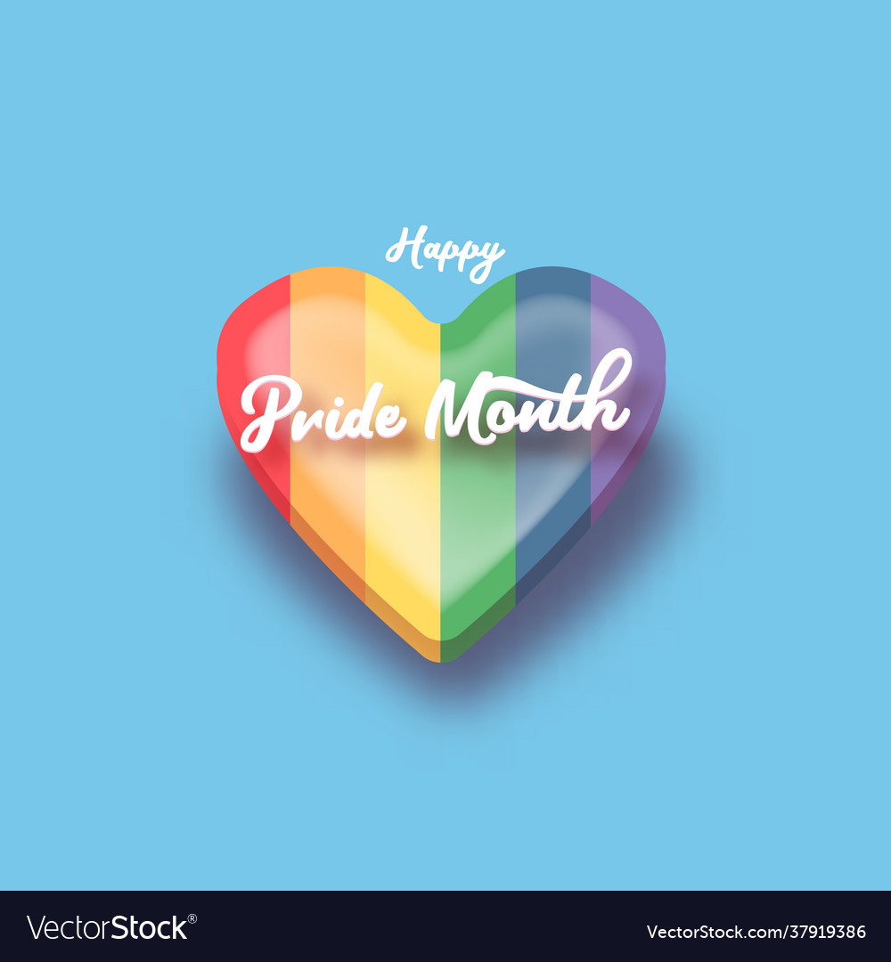Happy pride month banner with heart Royalty Free Vector