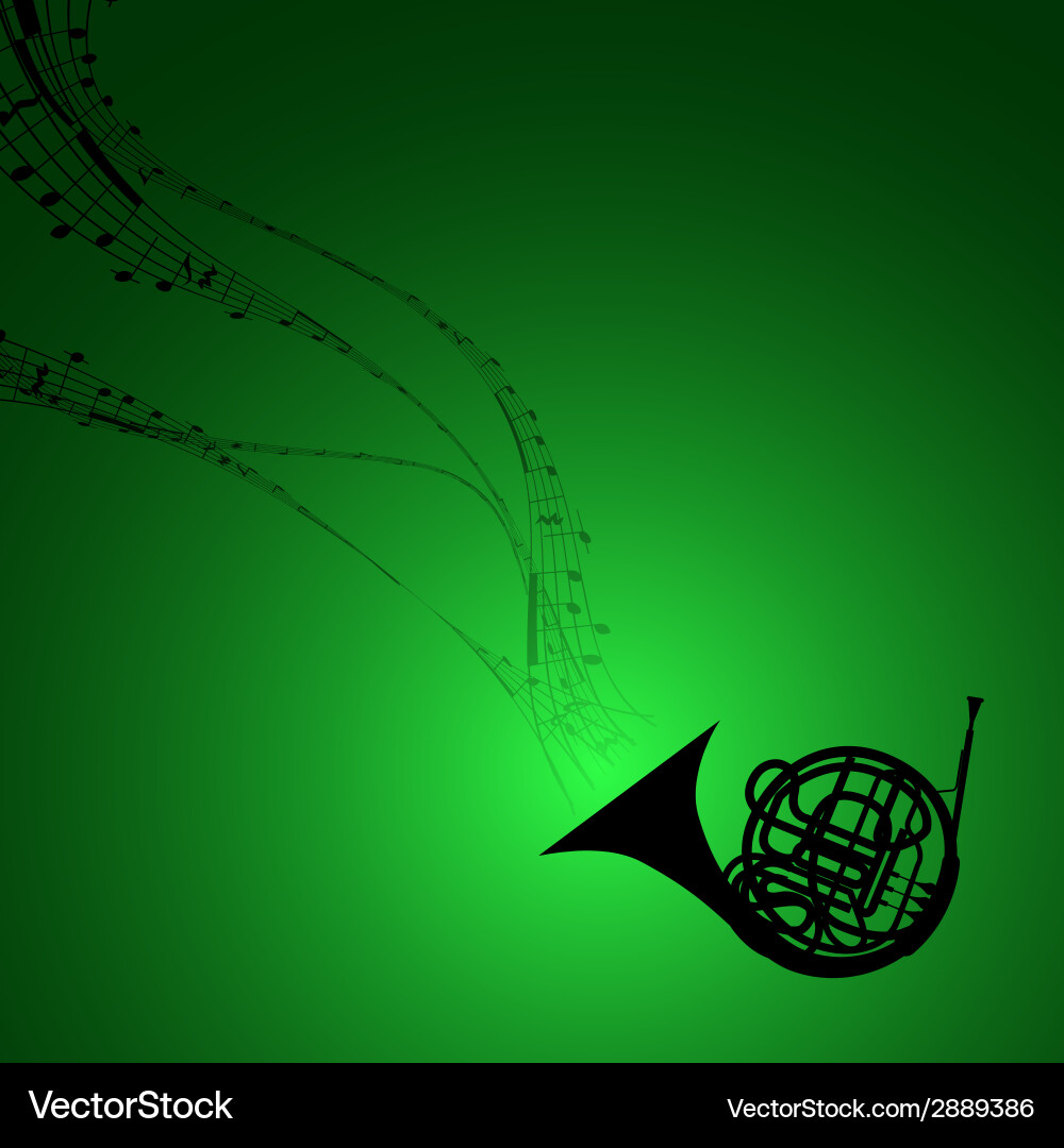 Horn with musical symbols Royalty Free Vector Image