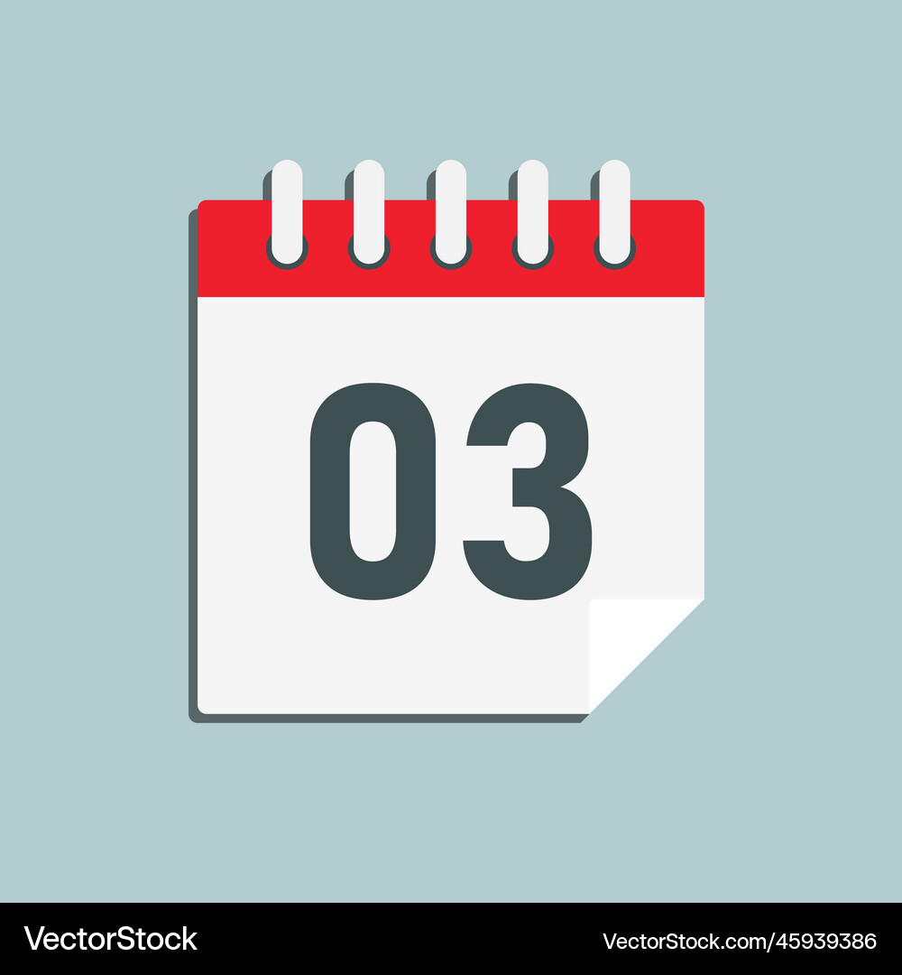 Icon page calendar day - number 3 Royalty Free Vector Image