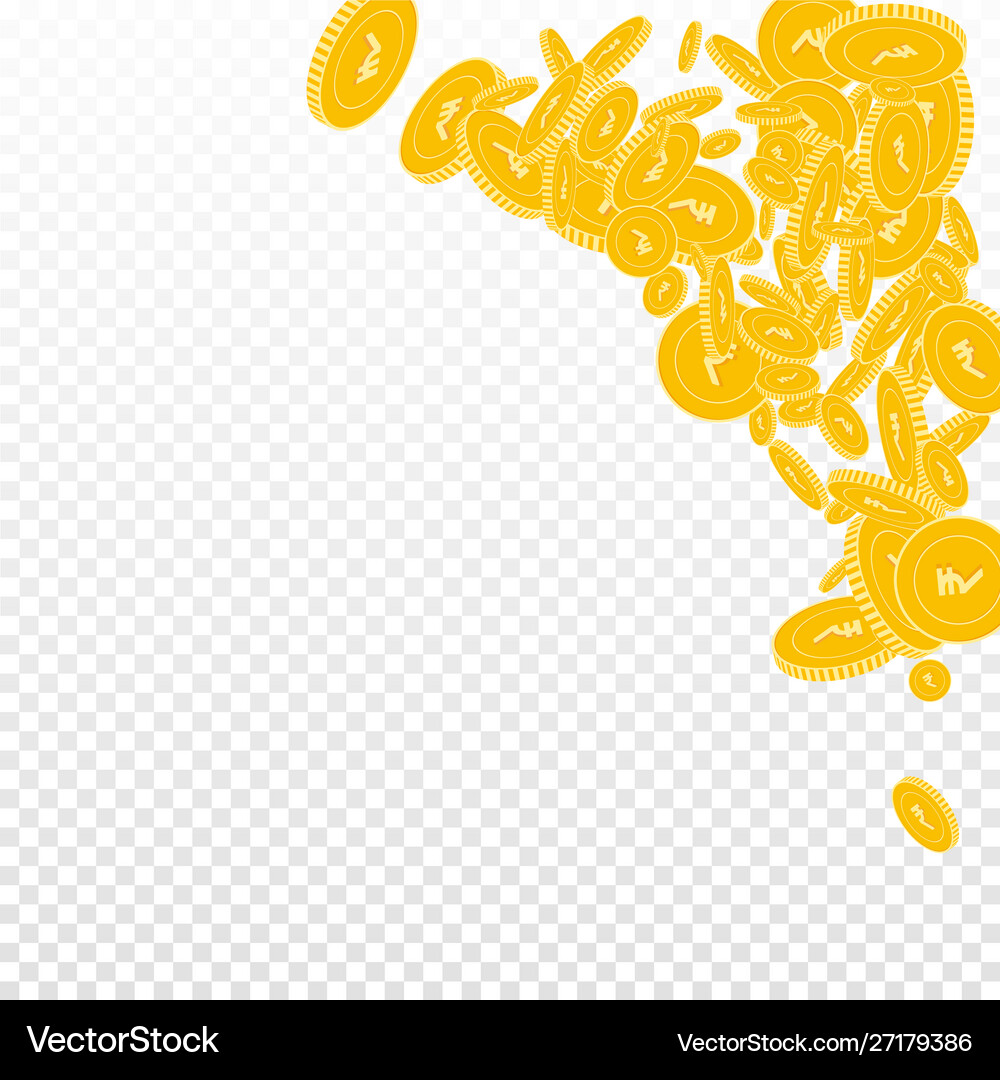 Indian rupee coins falling scattered floating inr Vector Image