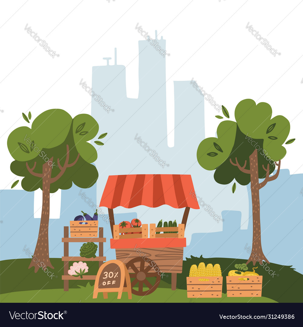 Local market stall place with fresh foods farm Vector Image