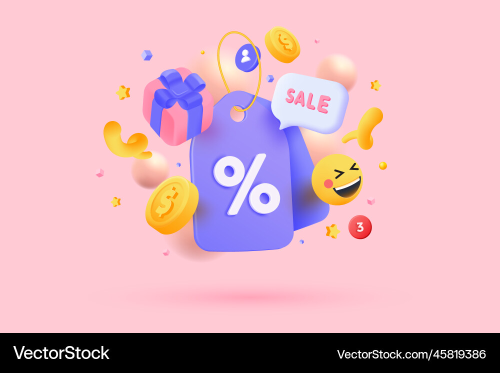 Modern 3d of discount tag concept Royalty Free Vector Image