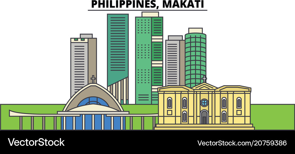 Philippines makati city skyline architecture Vector Image