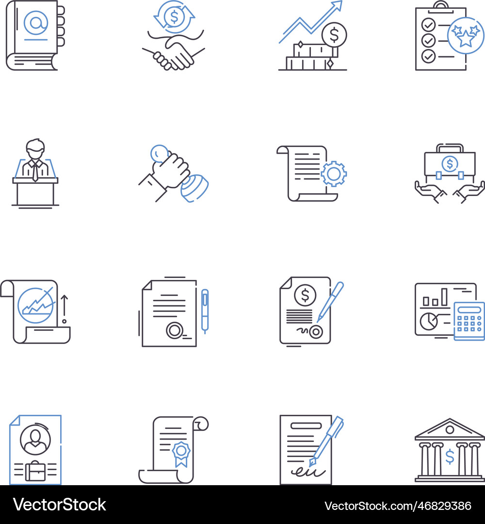 Policy line icons collection regulations Vector Image