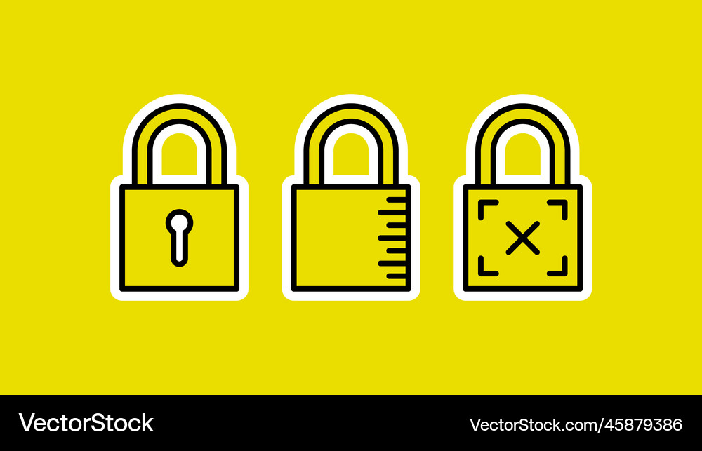 Set of padlock or lock icon safe and security Vector Image