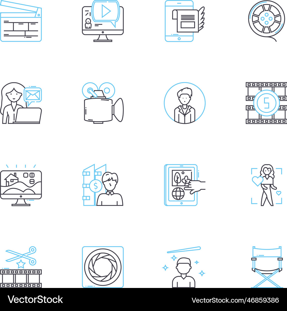 Social press linear icons set instagram facebook Vector Image