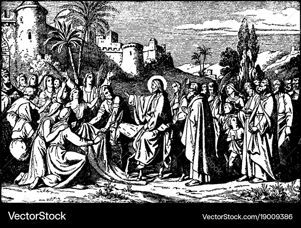 Triumphant entry of jesus into jerusalem Vector Image