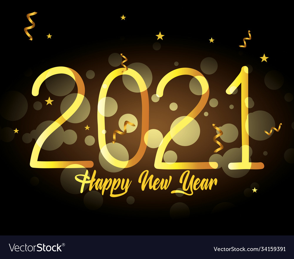 2021 happy new year with gold confetti Royalty Free Vector