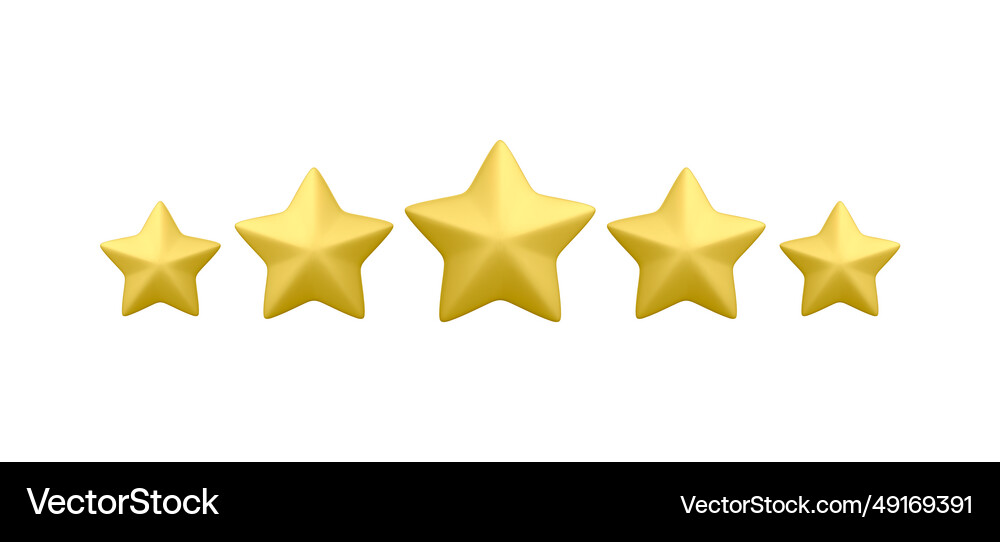3d realistic five golden stars isolated on white Vector Image