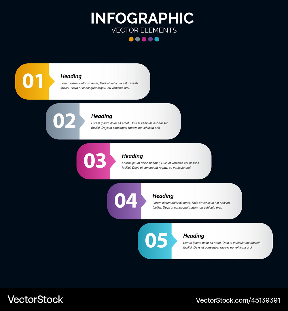 5 steps infographics design and marketing can Vector Image