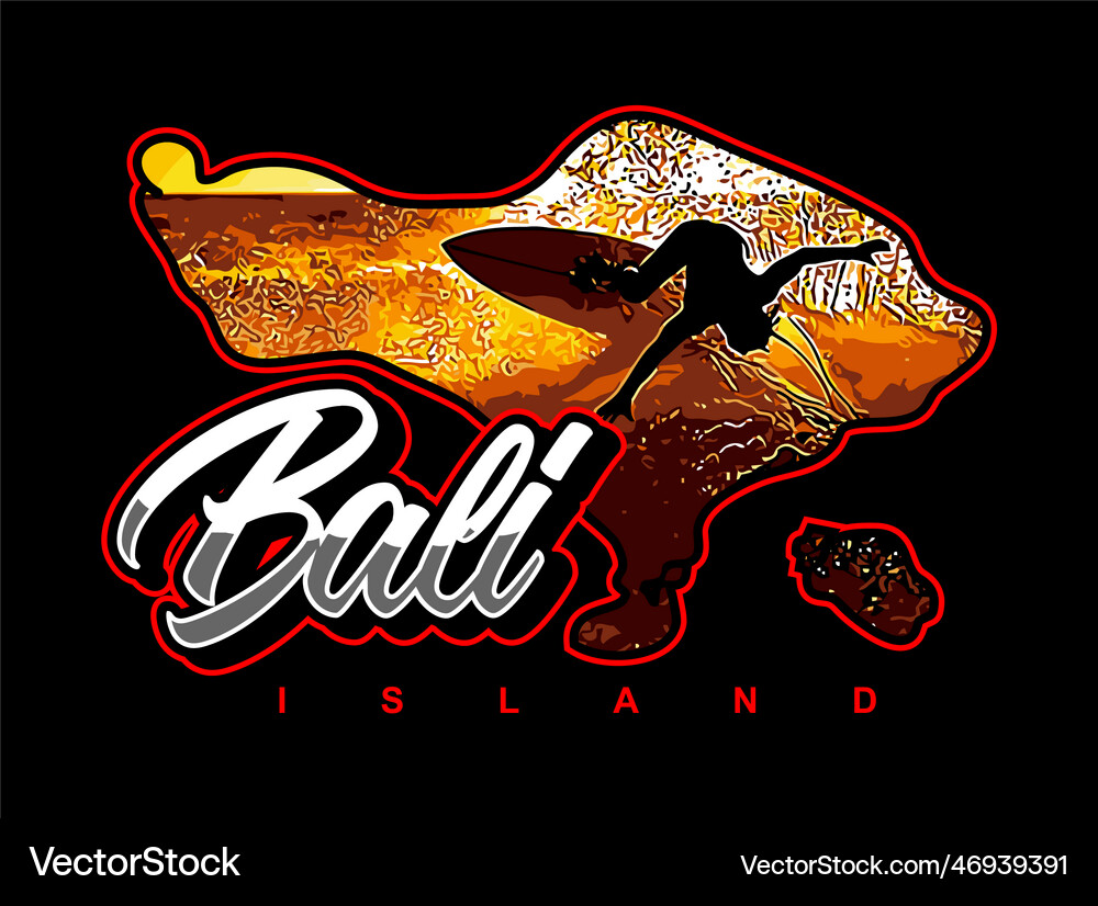 Bali island art for graphic design needs Vector Image