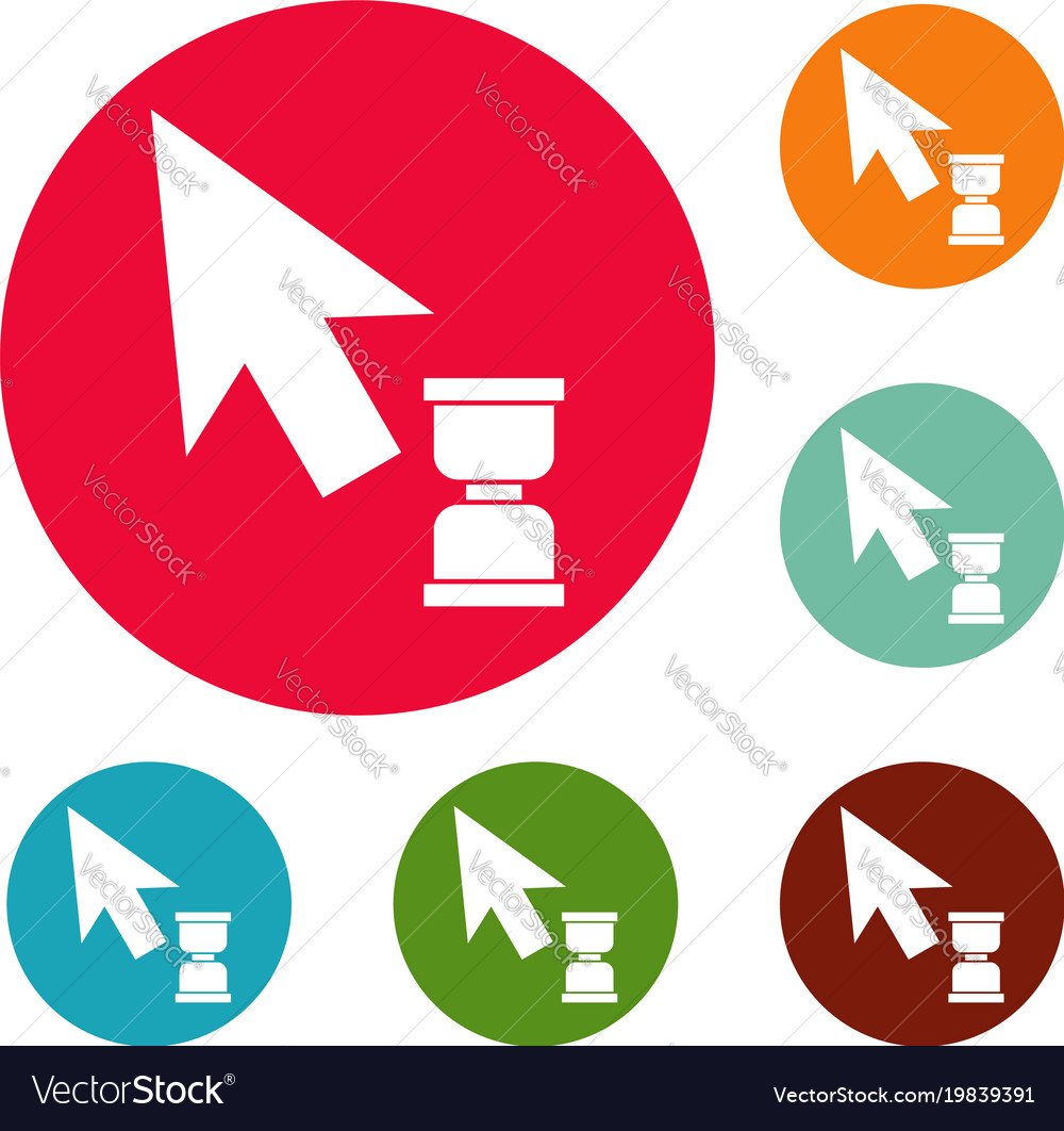 Cursor wait web icons circle set Royalty Free Vector Image