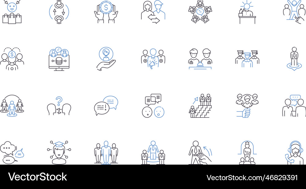 Directing line icons collection vision guidance Vector Image