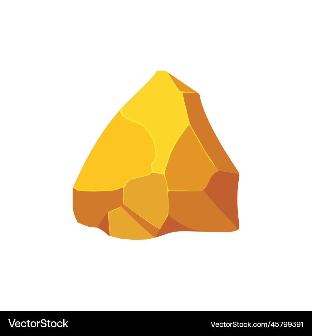 Gold rock boulder natural shape golden stone Vector Image
