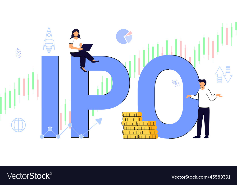 Ipo initial public offering money investment Vector Image