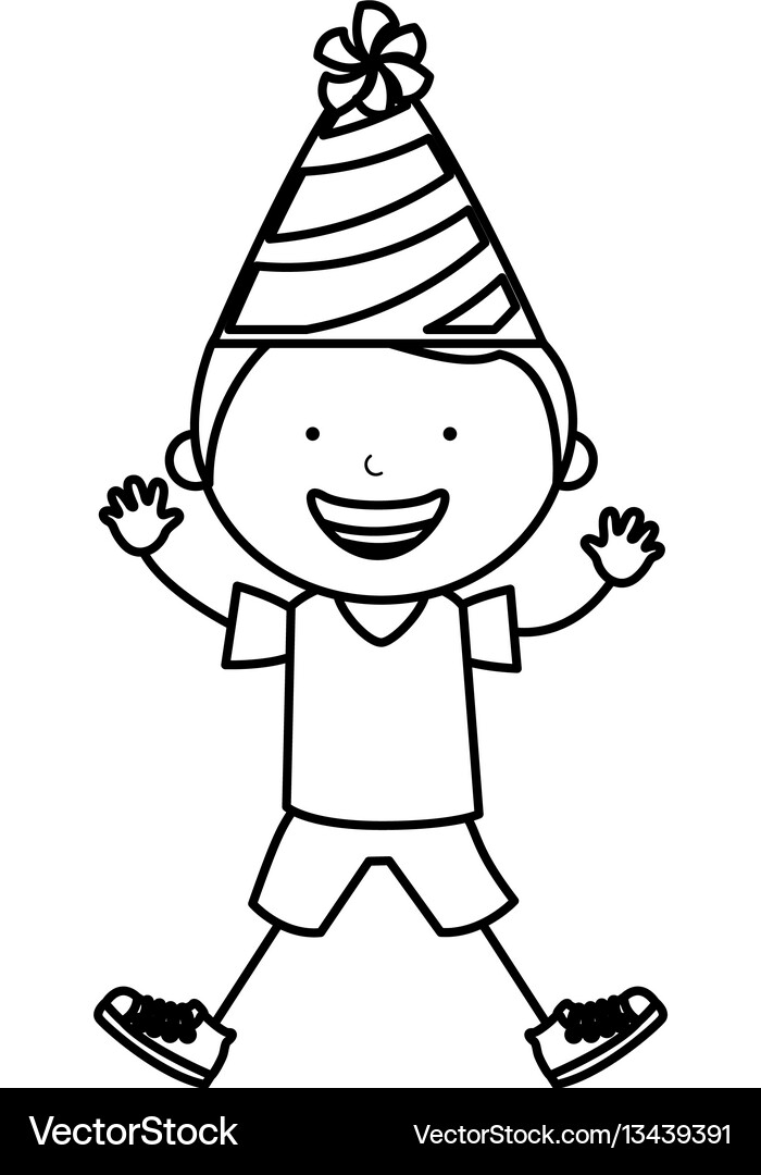 Little kid with party hat icon Royalty Free Vector Image