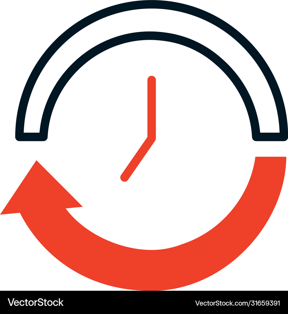 Round arrow clock icon half line color style Vector Image