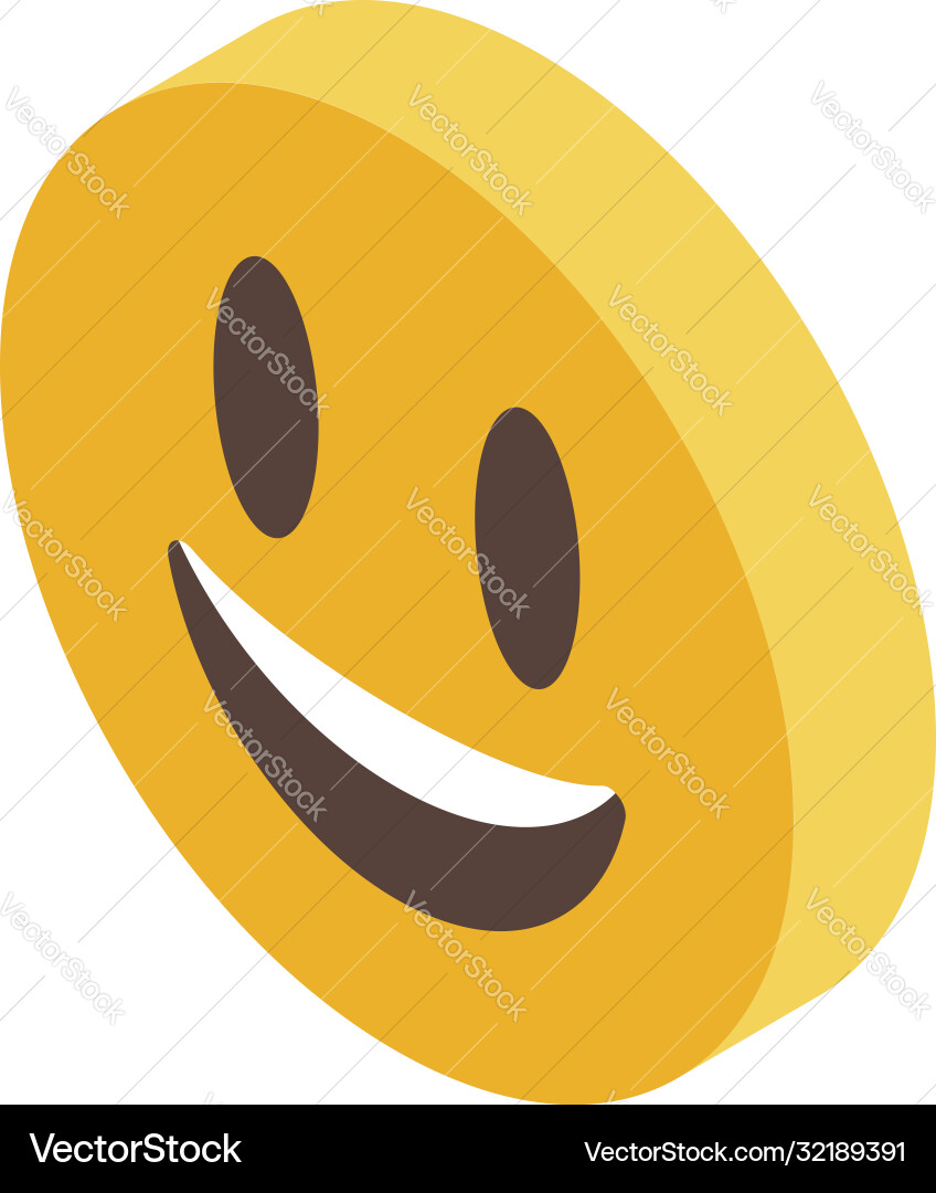 Smiling emoji reputation icon isometric style Vector Image
