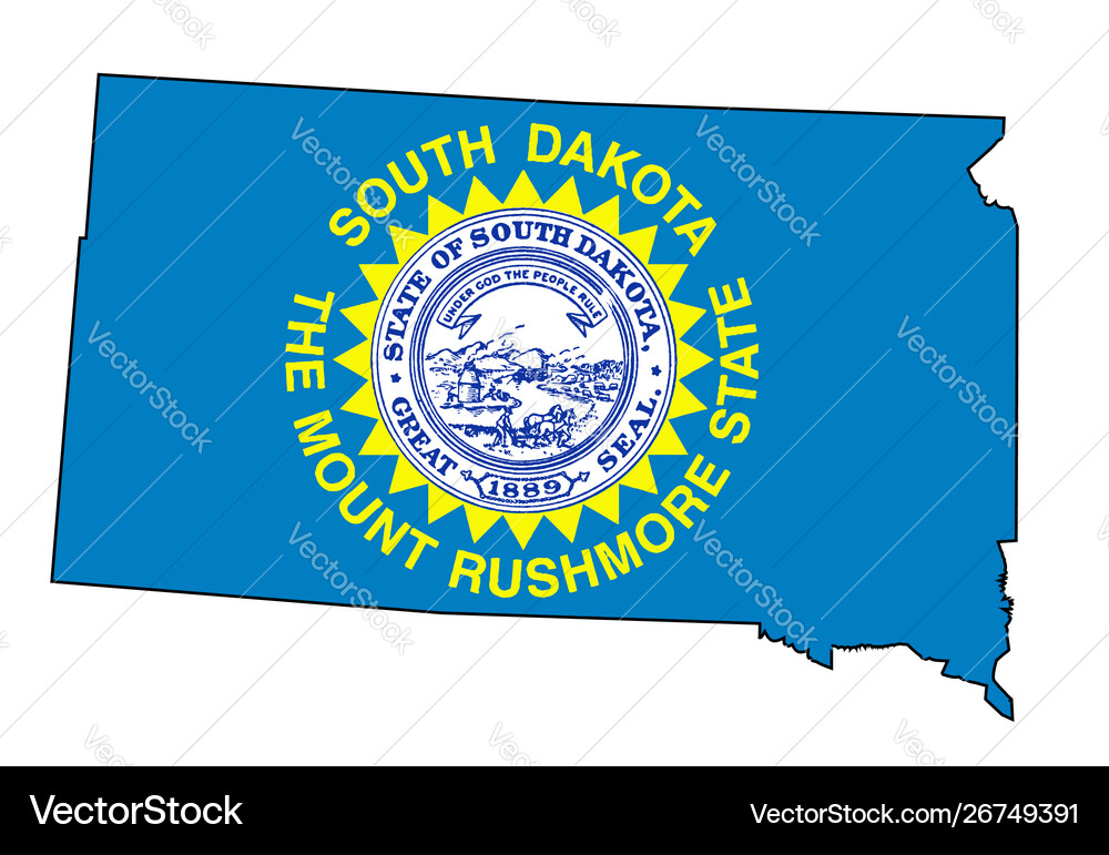 South Dakota State Map with Flag Royalty Free Vector Image