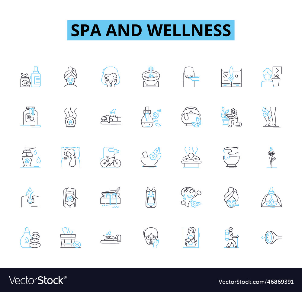 Spa and wellness linear icons set relaxation Vector Image