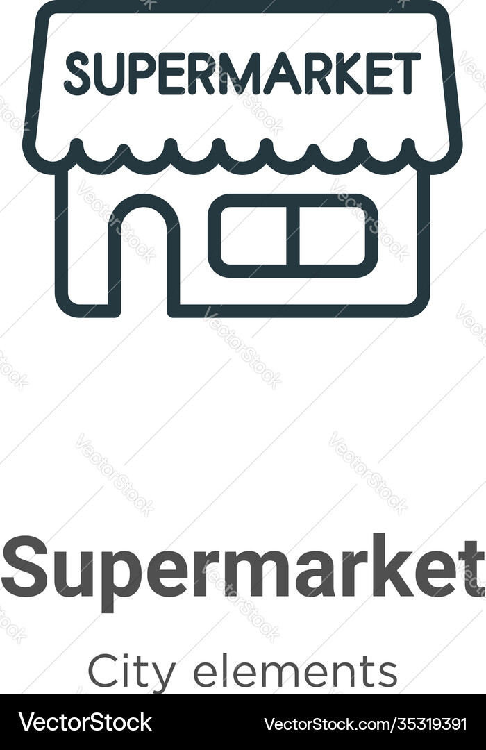 Supermarket outline icon thin line black Vector Image