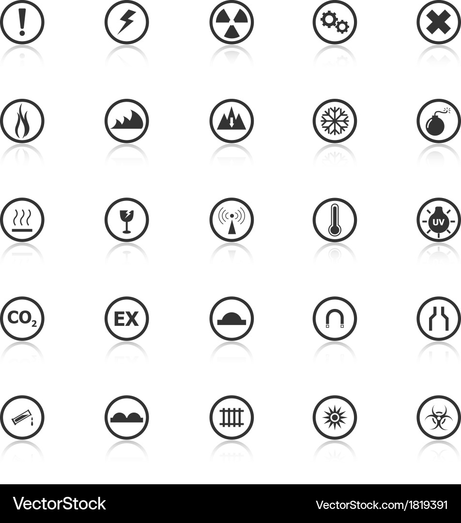 Warning sign icons with reflect on white Vector Image