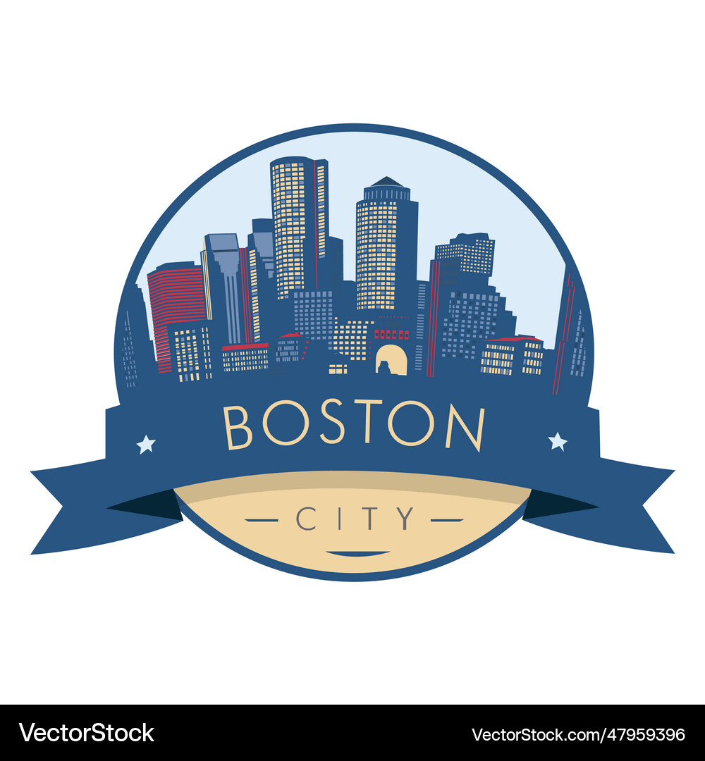 Boston city skyline badge Royalty Free Vector Image