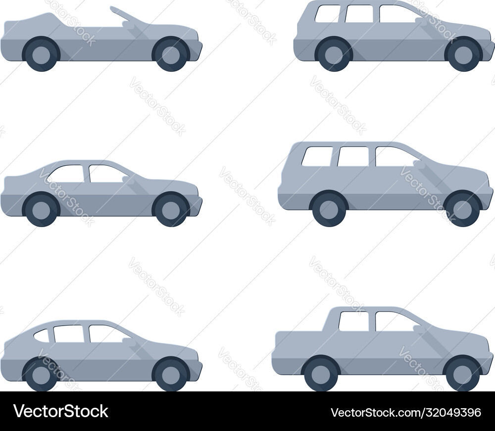 Cars set with different car body Royalty Free Vector Image