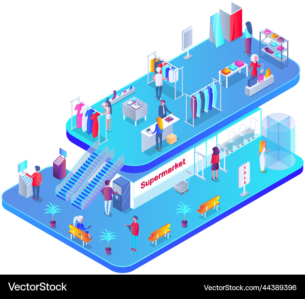 Customer choosing clothes in store shop assistant Vector Image