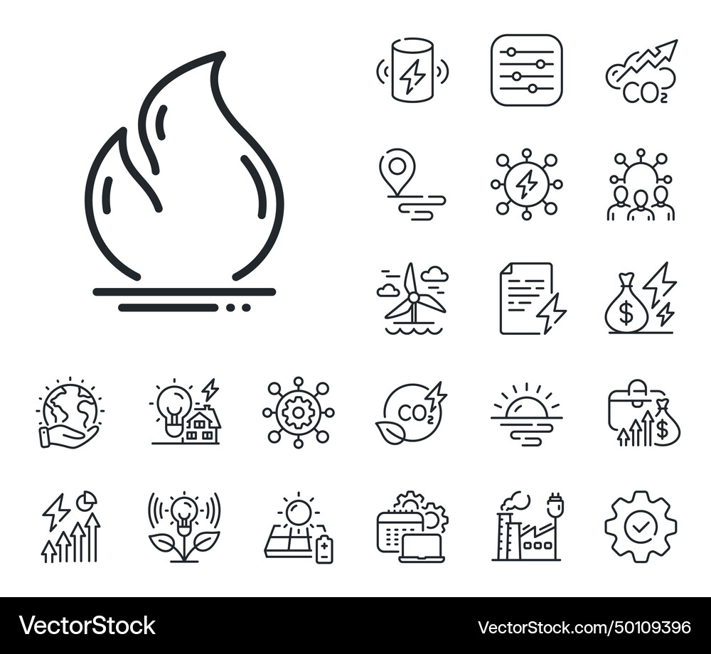 Fire energy line icon heating power sign Vector Image