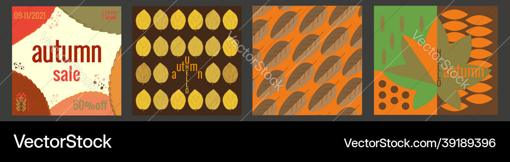 Hello autumn fall leaves set of banners Royalty Free Vector